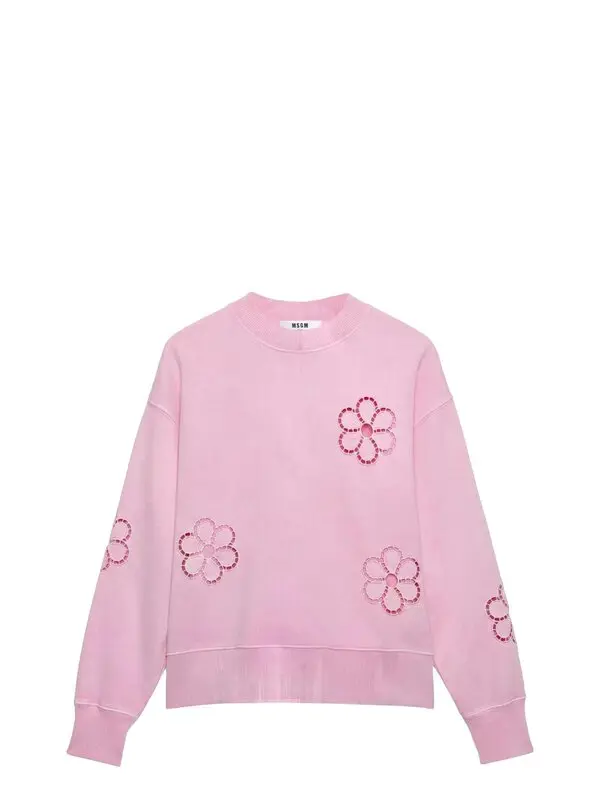 MSGM Embroidered Flower Sweatshirt - Pink