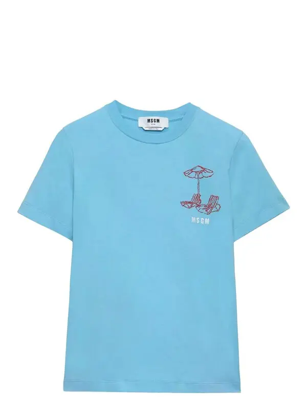 MSGM Embroidered T-shirt - Blue