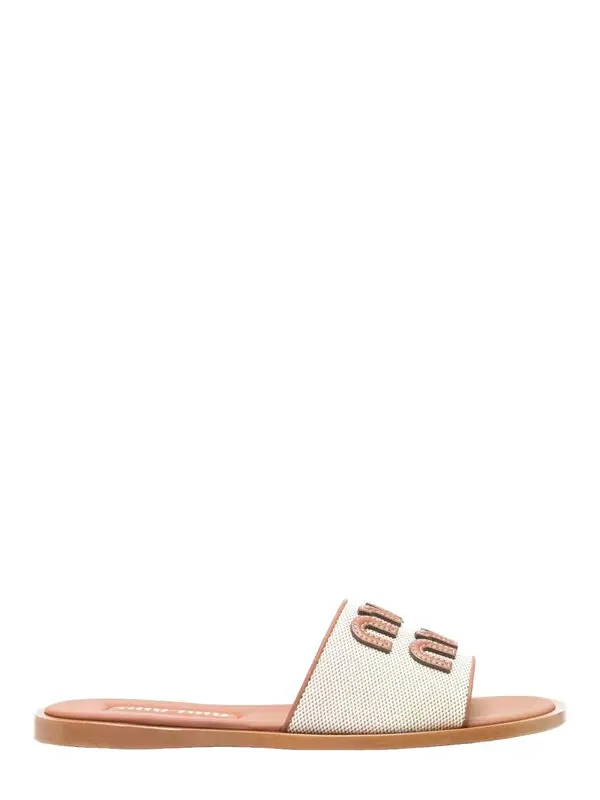 Miu Miu Logo-appliqué Sandals - Neutrals