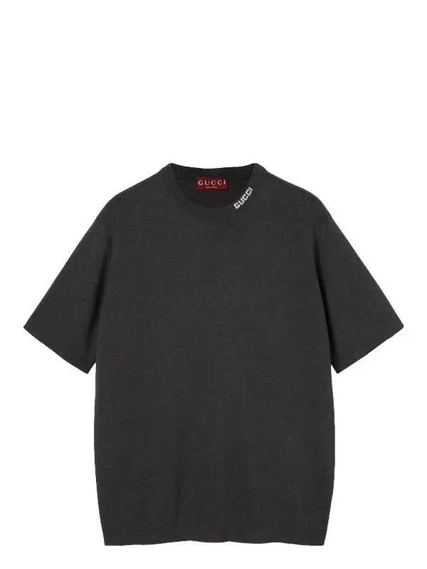 Gucci Silk Cotton T-shirt With Intarsia - Grey