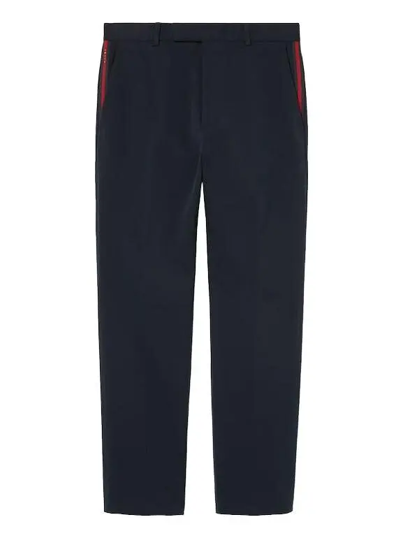 Gucci Cotton Gabardine Pant With Web - Blue