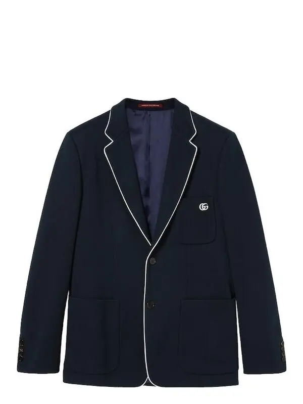 Gucci Cotton Jersey Jacket With Double G Embroidery - Blue