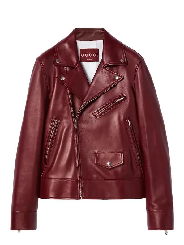 Gucci Leather Biker Jacket - Bordeaux
