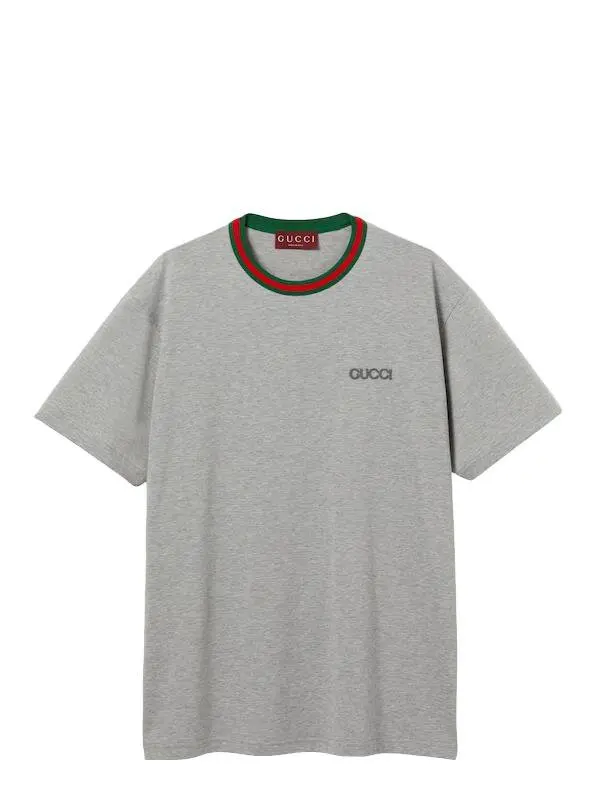Gucci Jersey T-shirt With Web - Grey