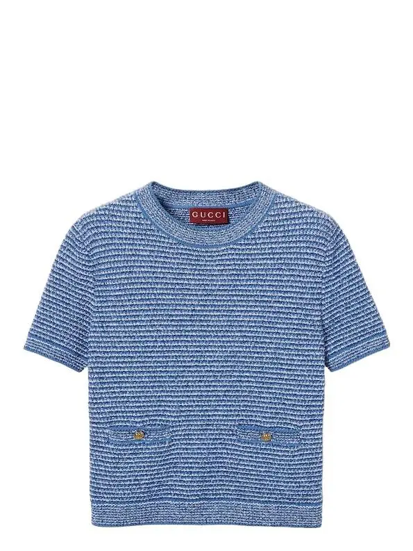 Gucci Fine Cotton Crewneck Top - Blue