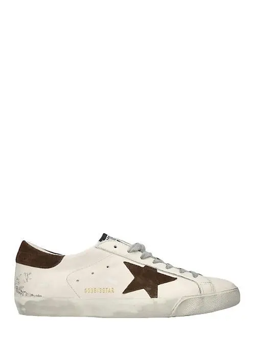 Golden Goose Super-star Branded Leather Low-top Trainers - White/oth