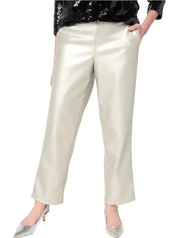 BY STACY LONDON Regular Ankle Metallic Faux Leather Pants - One-color