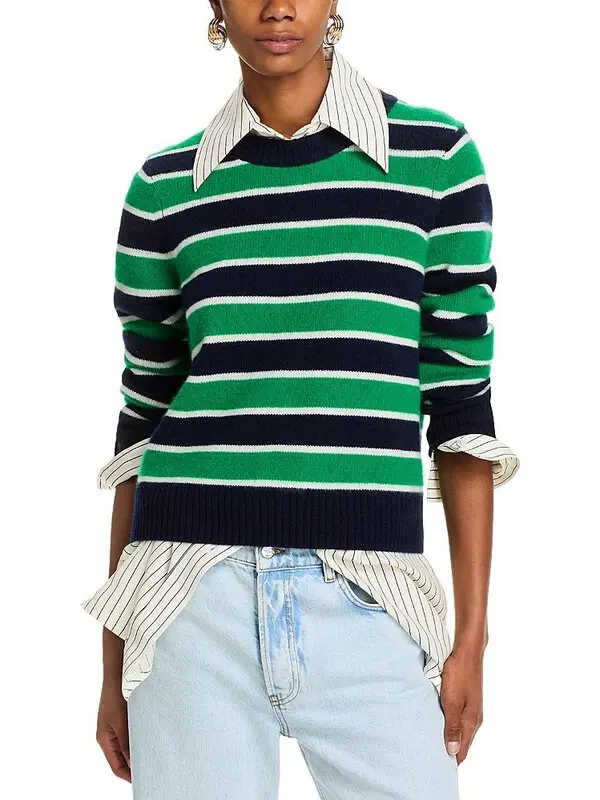 Bloomingdale'S Crewneck Sweater - Navy/ivory/green