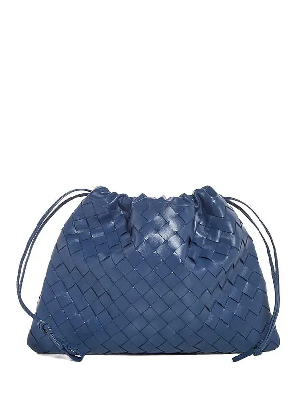Bottega Veneta Intrecciato Leather Shoulder Bag - Blue Venezia/gold