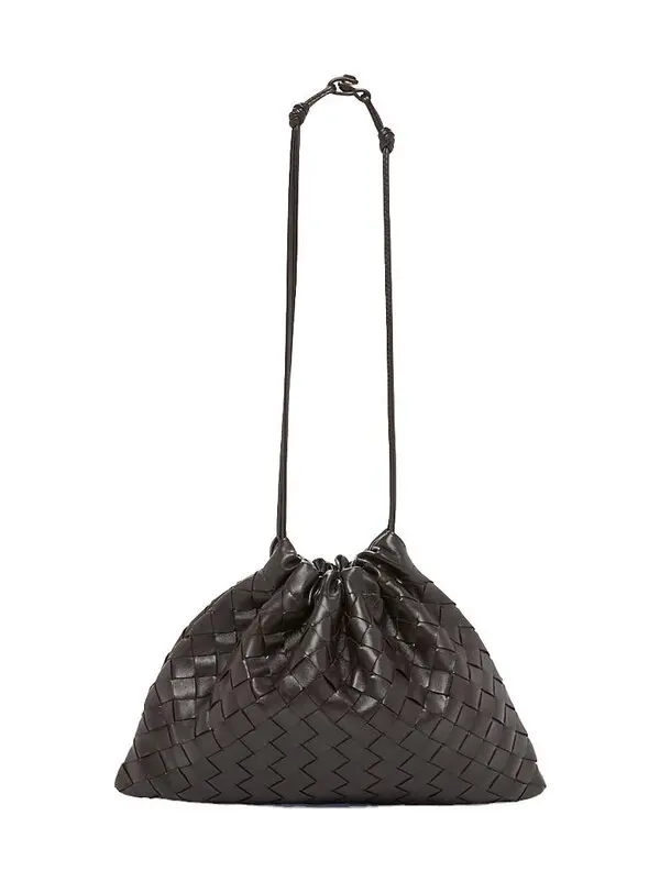 Bottega Veneta Intrecciato Leather Shoulder Bag - Fondant/gold
