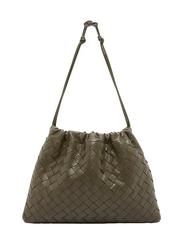 Bottega Veneta Intrecciato Leather Shoulder Bag - Olive/light Green
