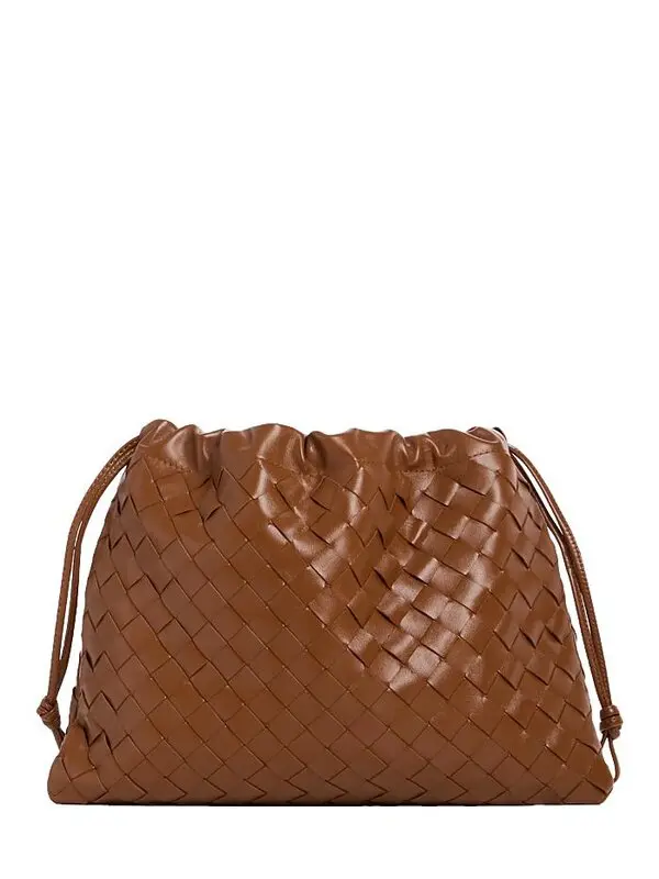 Bottega Veneta Intrecciato Leather Shoulder Bag - Tannin/gold