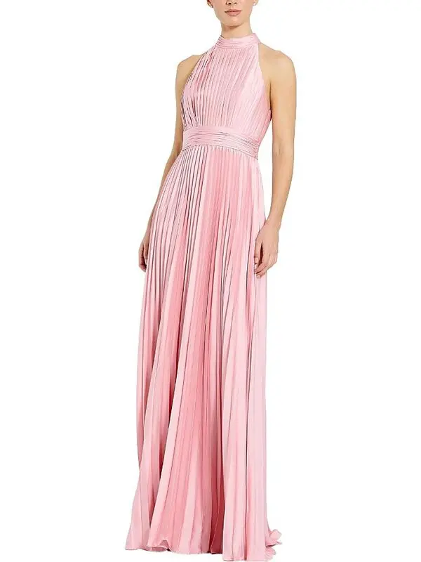 Mac Duggal Pleated Halter Gown - Blush