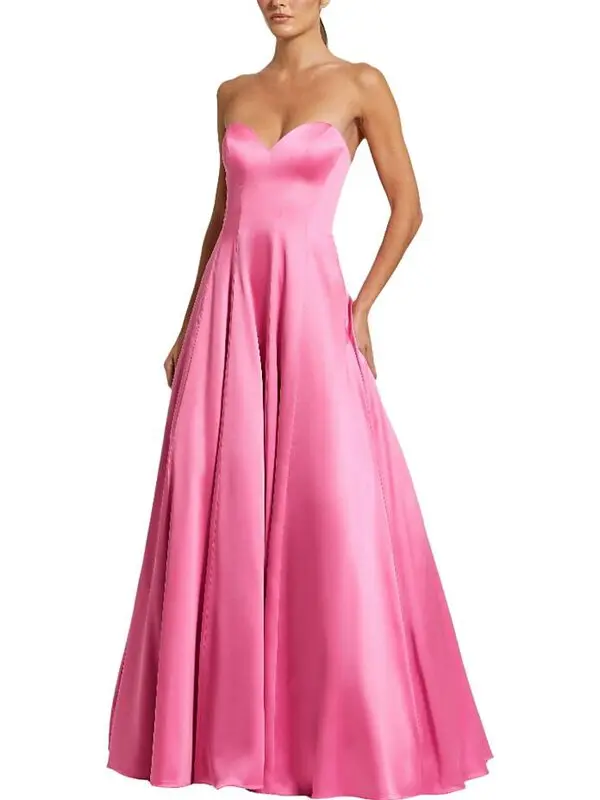 Mac Duggal Satin Strapless Ballgown With Bow Detail - Pink