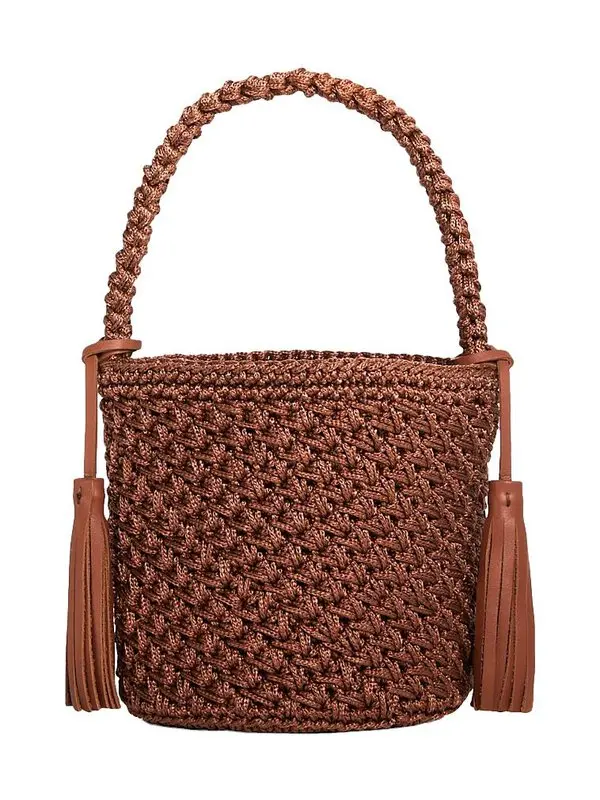 Binge Knitting Camila Woven Bucket Bag - Cocoa