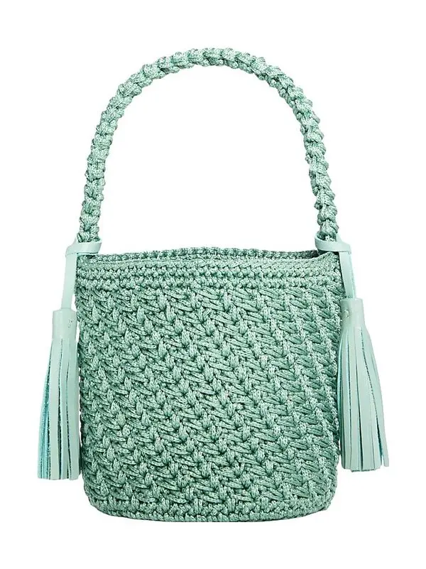 Binge Knitting Camila Woven Bucket Bag - Mint