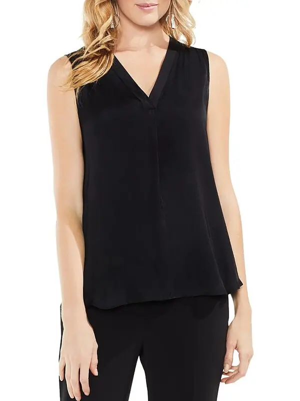 Vince Camuto Shirred High-low Tank - Rich Black