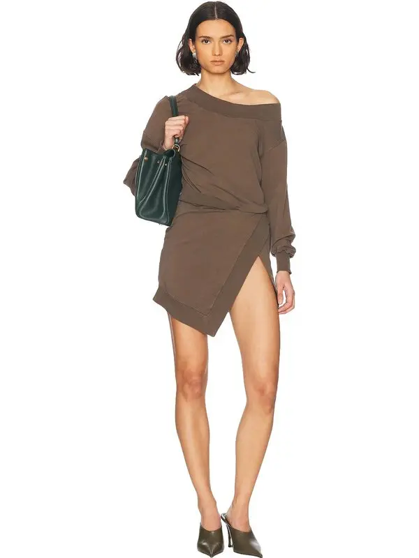 Attico Long Sleeve Mini Dress - Fade Brown