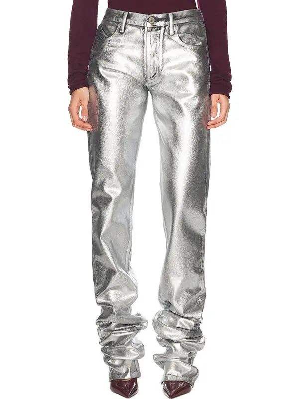Attico Metallic Long Jeans - Silver