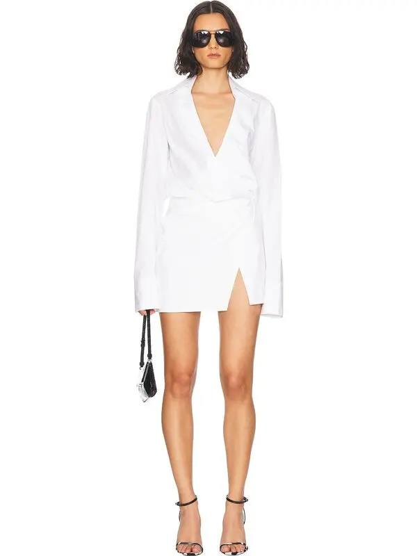 Attico Long Sleeve Shirt Dress - White