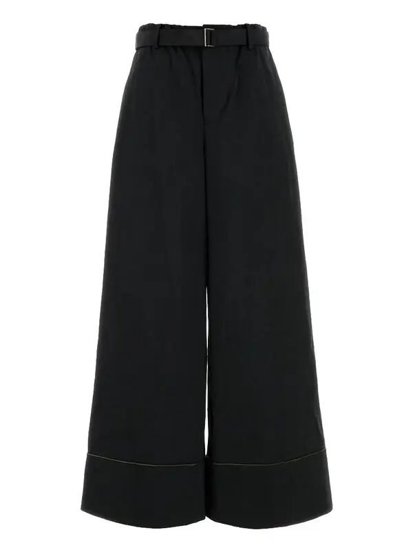 Sacai Faux Suede Wide Leg Pants - Black