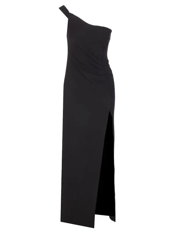 ELEH One-shoulder Maxi Dress With Slit Detail - Black
