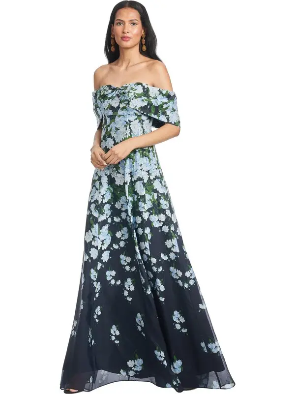 Sachin & Babi Kennedy Gown - Navy Degrade Florals