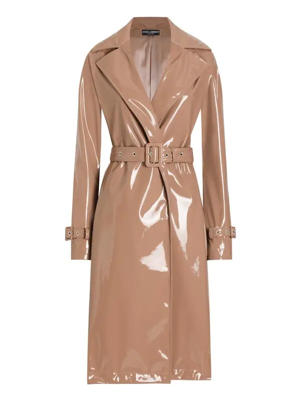 Dolce & Gabbana Coated Faux Leather Trench Coat - Pale Pink