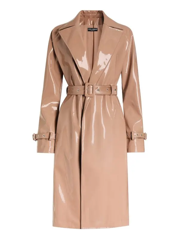 Dolce & Gabbana Coated Faux Leather Trench Coat - Pale Pink