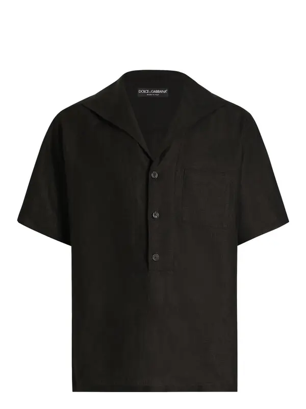 Dolce & Gabbana Three-button Short-sleeved Linen Shirt - Black