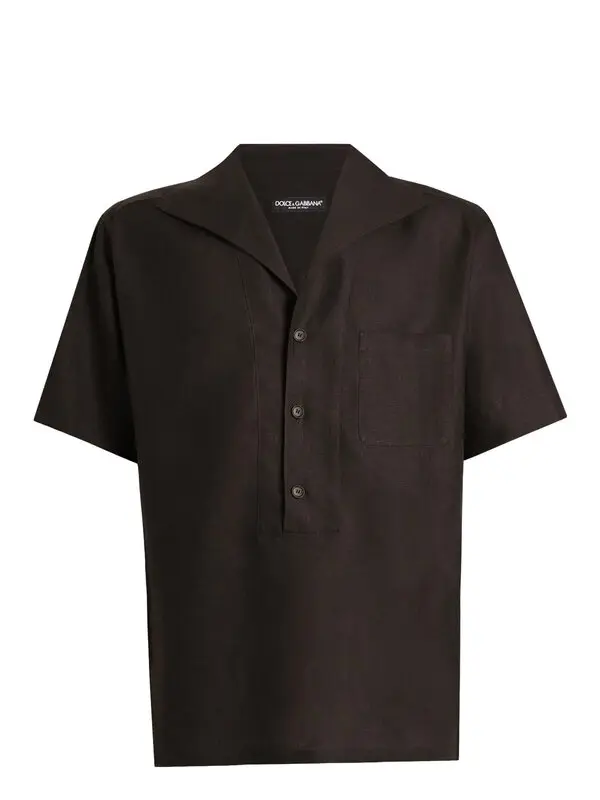Dolce & Gabbana Three-button Short-sleeved Linen Shirt - Brown