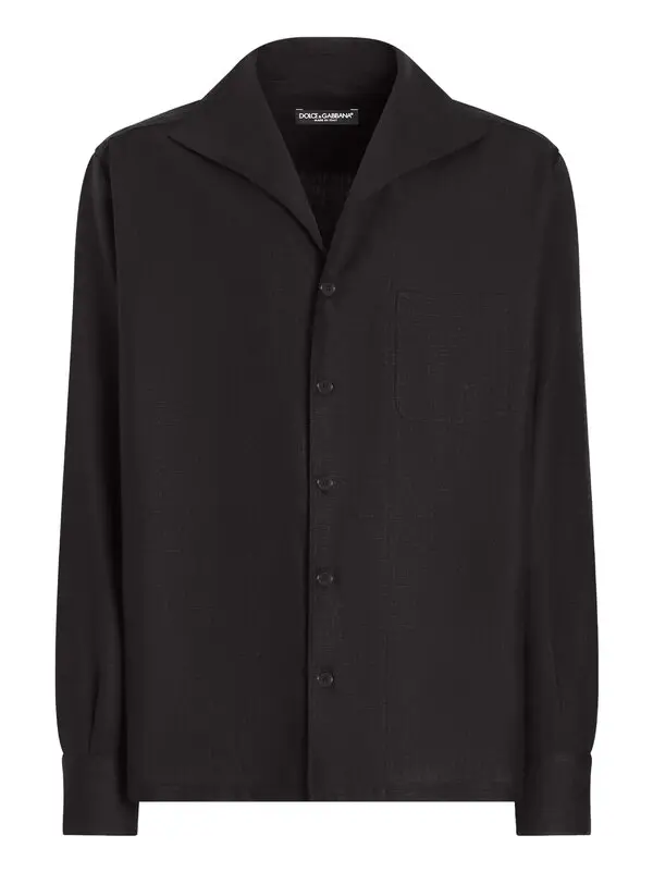 Dolce & Gabbana Long-sleeved Linen Shirt - Black