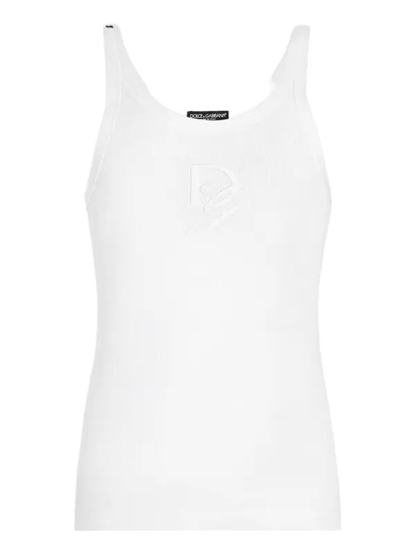 Dolce & Gabbana Fine-rib Slim-fit Singlet With Embroidery - White