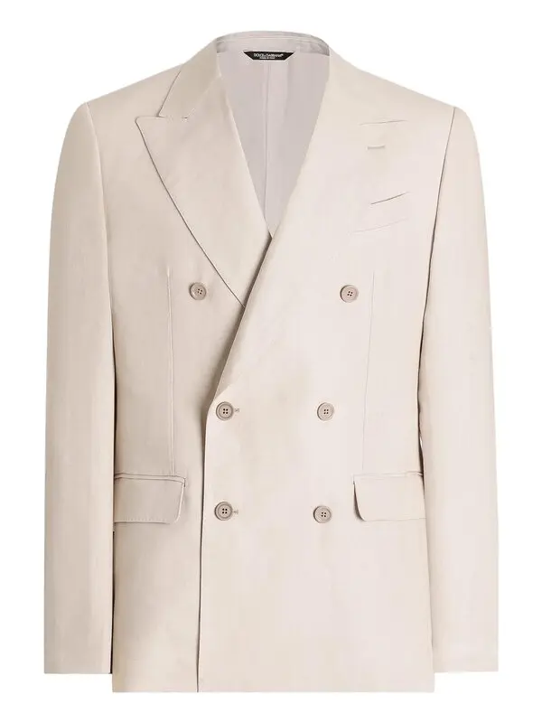 Dolce & Gabbana Double-breasted Linen Fabric Jacket - Beige