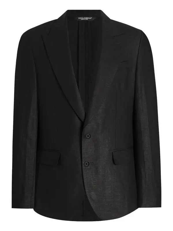 Dolce & Gabbana Single-breasted Linen Jacket - Black