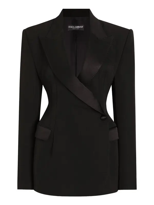 Dolce & Gabbana Double-breasted Wool Gabardine Tuxedo Jacket - Black