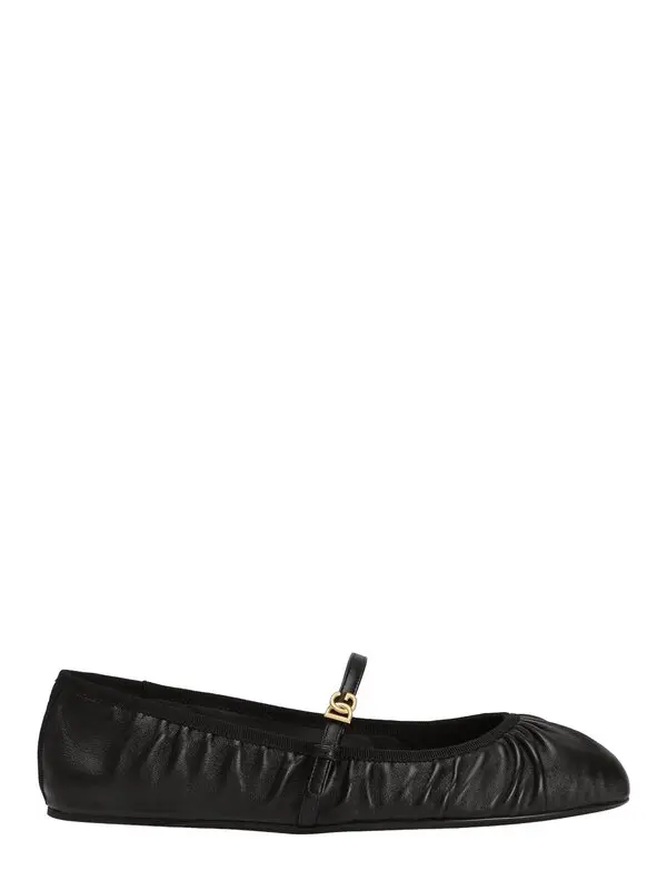 Dolce & Gabbana Vally Nappa Leather Ballet Flats - Black