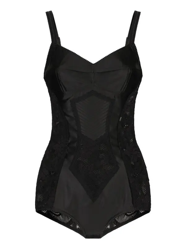 Dolce & Gabbana Corset Lace And Satin Bodysuit - Black