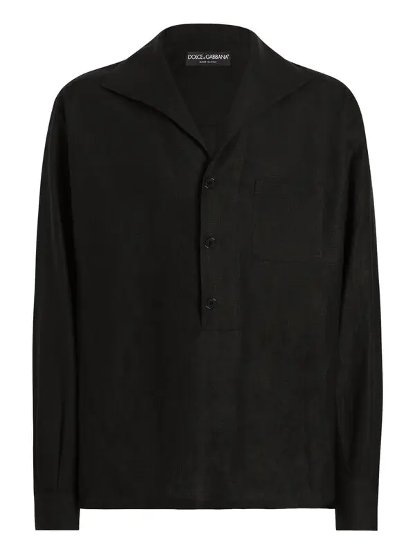 Dolce & Gabbana Three-button Long-sleeved Linen Shirt - Black