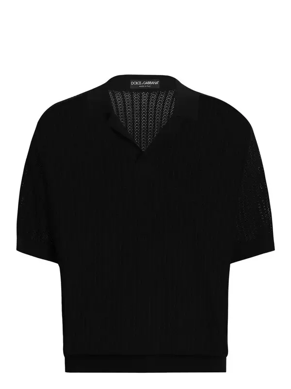 Dolce & Gabbana Short-sleeved Cotton Openwork Polo-shirt - Black