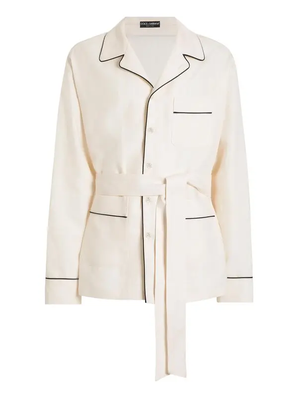 Dolce & Gabbana Linen Fabric Pajama Jacket - White
