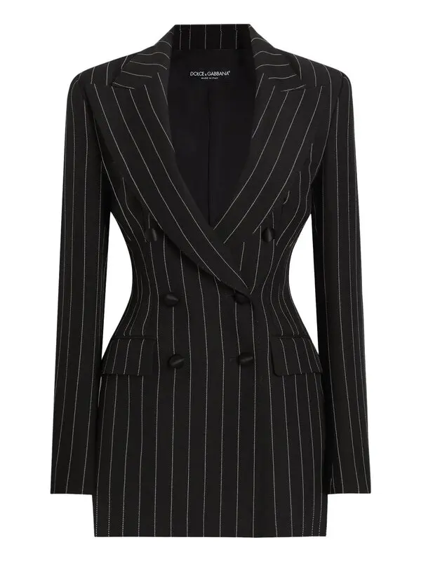 Dolce & Gabbana Double-breasted Pinstripe Wool Jacket - Multicolor