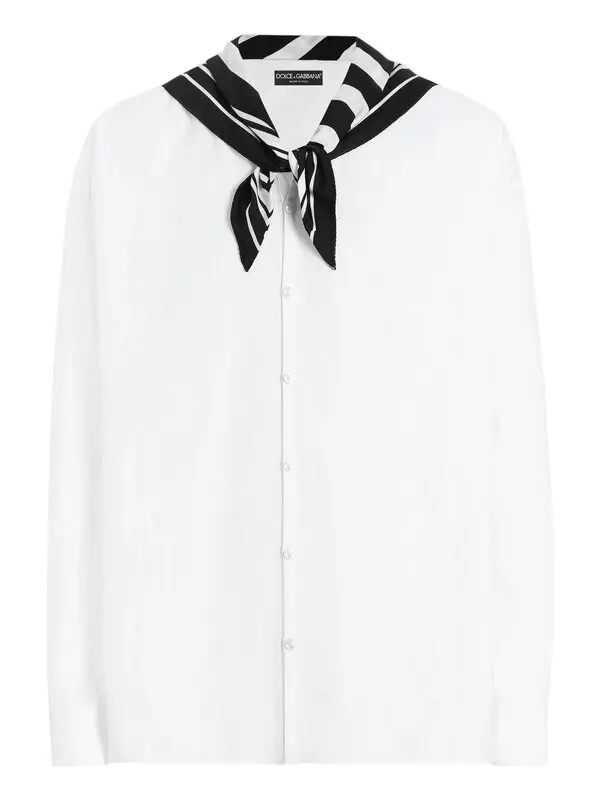 Dolce & Gabbana Long-sleeved Silk Shirt With Pussy-bow - White