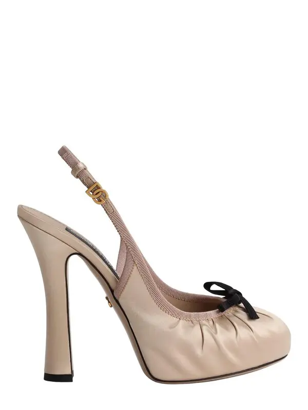 Dolce & Gabbana Satin Slingbacks - Beige