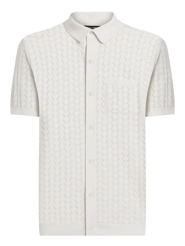 Dolce & Gabbana Short-sleeved Cotton Openwork Shirt - White