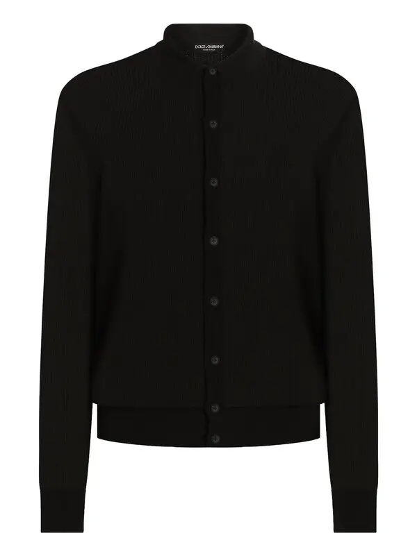 Dolce & Gabbana Long-sleeved Shirt In A Cotton Openwork Knit - Black