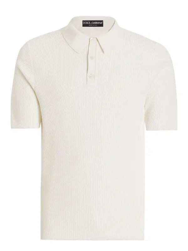 Dolce & Gabbana Short-sleeved Cotton Knit Polo-shirt - White
