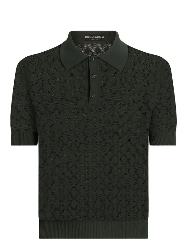 Dolce & Gabbana Short-sleeved Cotton Openwork Polo-shirt - Green
