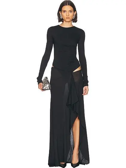 Attico Long Sleeve Gown - Black