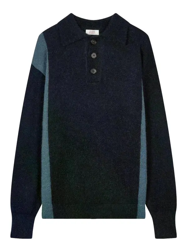 STUDIO TOMBOY Fine-knit Polo Shirt - Blue